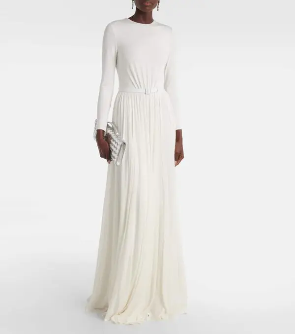 Buy Ralph Lauren Shirred Leather-trimmed Maxi Dress - Beige At 30% Off |  Editorialist