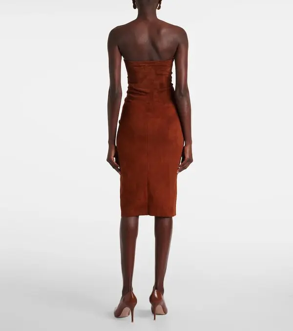 Stouls Monica Strapless Suede Midi Dress