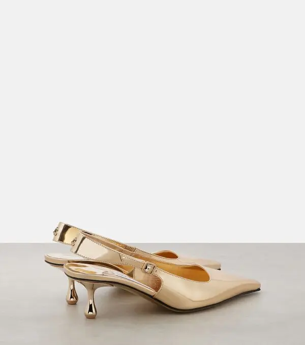 JIMMY CHOO Amel 50 Metallic Leather Slingback Pumps