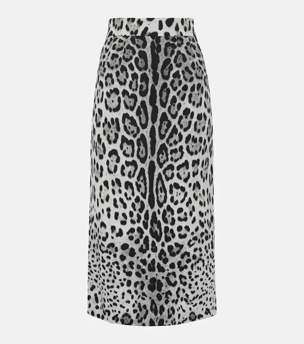 Dolce & Gabbana Leopard-print Pencil Skirt - Grey