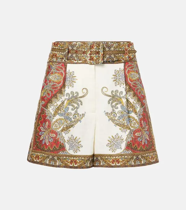 Veronica Beard Hobbes Floral Linen Shorts