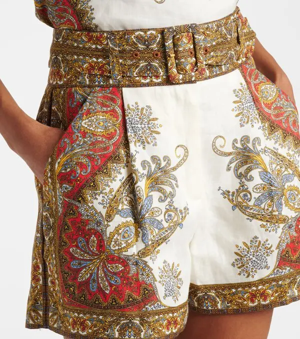 Veronica Beard Hobbes Floral Linen Shorts
