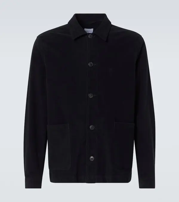 Sunspel Cotton Moleskin Overshirt - Blue