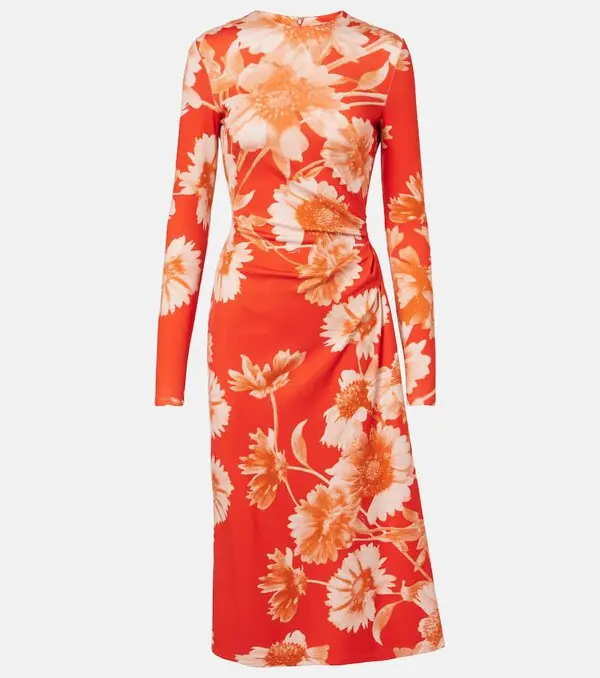 open lace back dress Erdem // Red & Multicolour Floral Dress  VSP Consignment