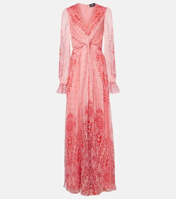 Etro Printed Silk Gown - Pink