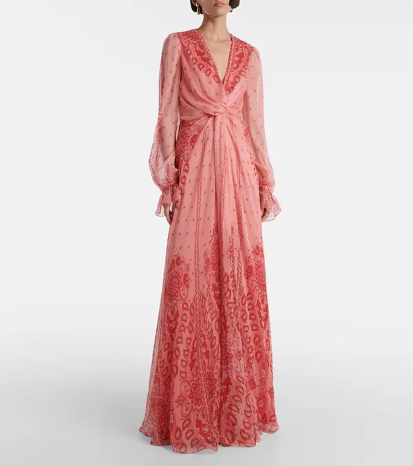 Etro Printed Silk Gown - Pink
