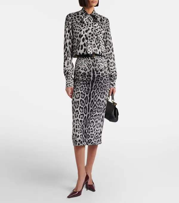 Dolce & Gabbana Leopard-print Silk-blend Blouse