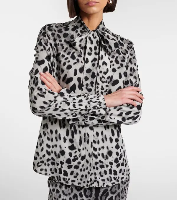 Dolce & Gabbana Leopard-print Silk-blend Blouse