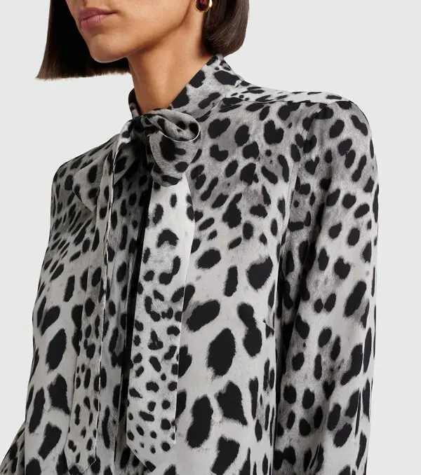 Dolce & Gabbana Leopard-print Silk-blend Blouse