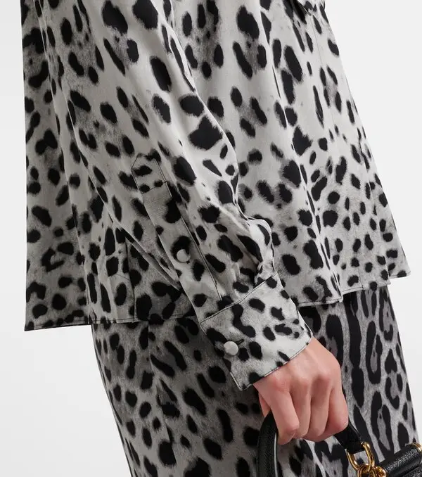 Dolce & Gabbana Leopard-print Silk-blend Blouse