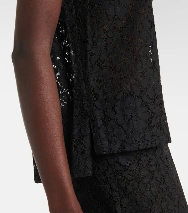 Proenza Schouler Kennedy Floral Lace Polo Shirt - Black