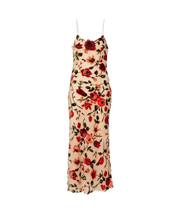 RODARTE Sheer Floral Velvet Devoré Slip Dress