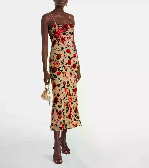 RODARTE Sheer Floral Velvet Devoré Slip Dress