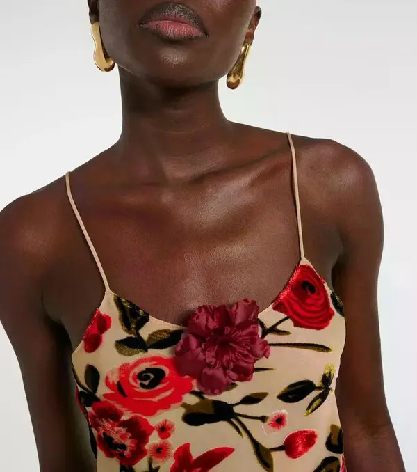 RODARTE Sheer Floral Velvet Devoré Slip Dress