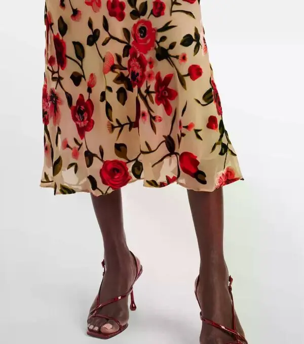 RODARTE Sheer Floral Velvet Devoré Slip Dress