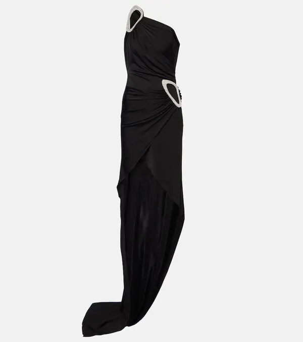 David Koma Embroidered Asymmetric Gown - Black