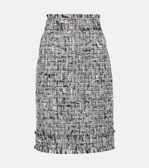 Dolce & Gabbana Lamé Midi Skirt - Grey