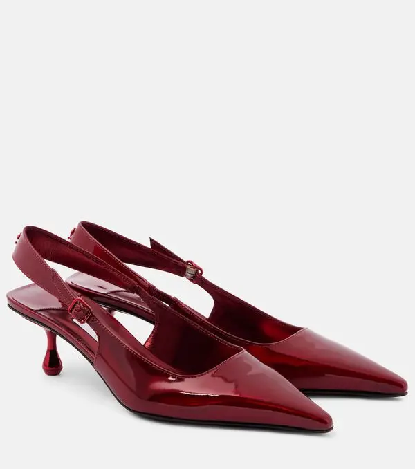 JIMMY CHOO Amel 50 Patent Leather Slingback Pumps - Red