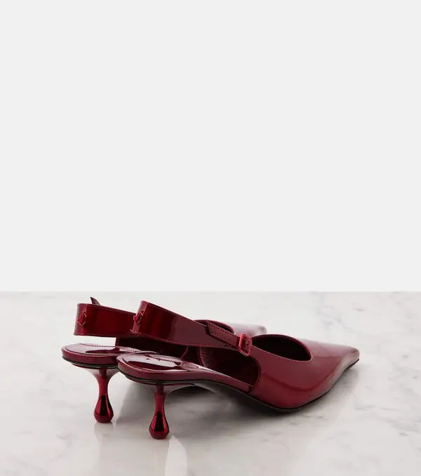 JIMMY CHOO Amel 50 Patent Leather Slingback Pumps - Red