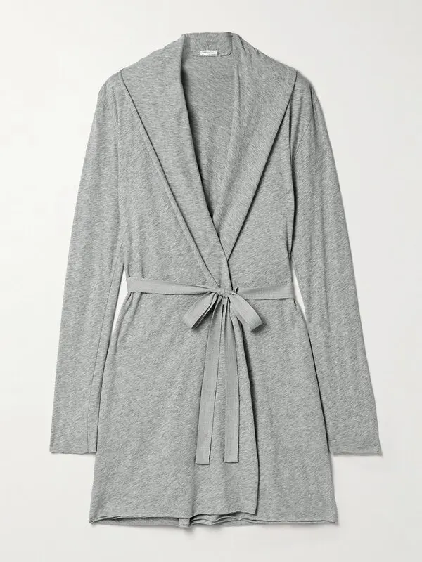 Skin Organic Pima Cotton-jersey Robe - Gray