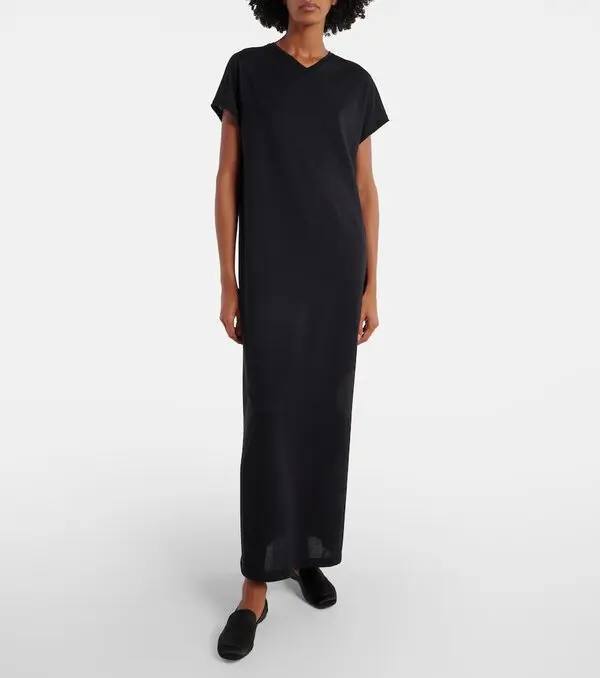 Khaite Verda Cotton-blend Jersey Maxi Dress - Black
