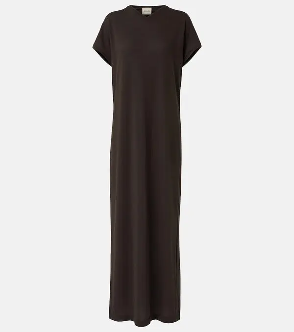 Khaite Verda Cotton-blend Jersey Maxi Dress - Brown
