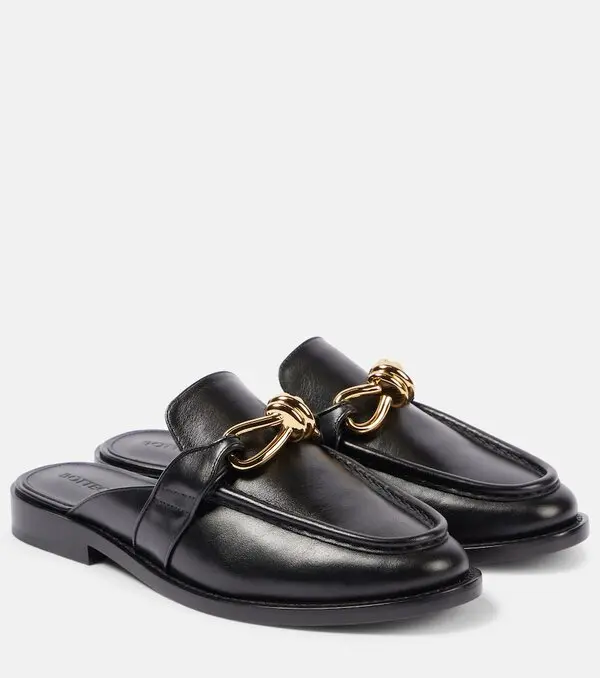 Bottega Veneta Astaire Knot Leather Mules - Black