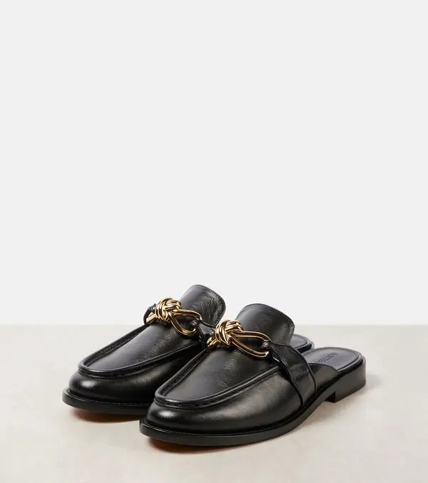 Bottega Veneta Astaire Knot Leather Mules - Black