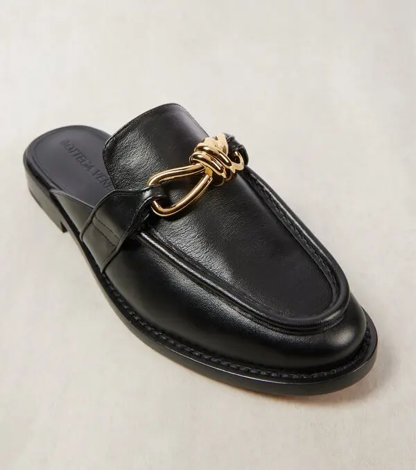 Bottega Veneta Astaire Knot Leather Mules - Black