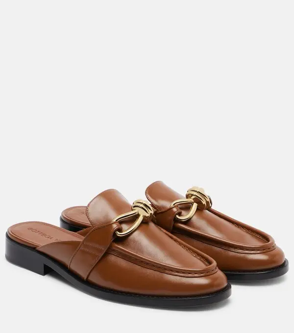 Bottega Veneta Astaire Knot Leather Mules - Brown
