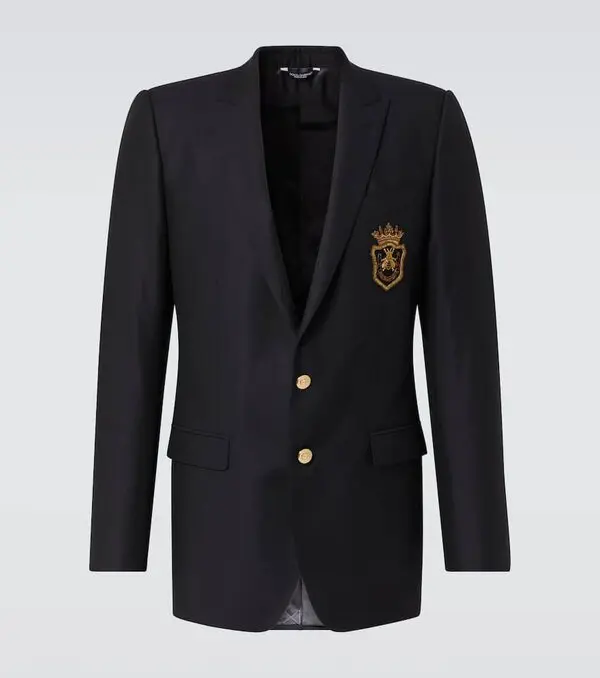 Dolce & Gabbana Patch-appliqué Wool And Silk Blazer