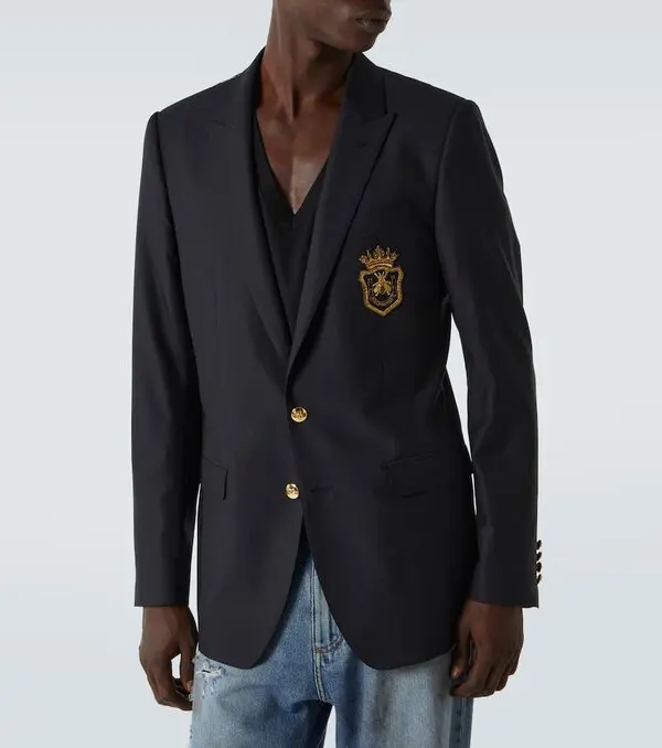 Dolce & Gabbana Patch-appliqué Wool And Silk Blazer