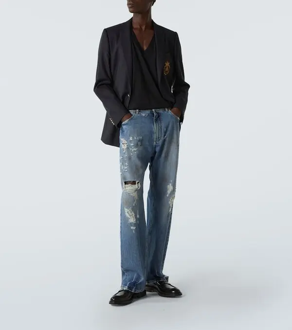 Dolce & Gabbana Patch-appliqué Wool And Silk Blazer