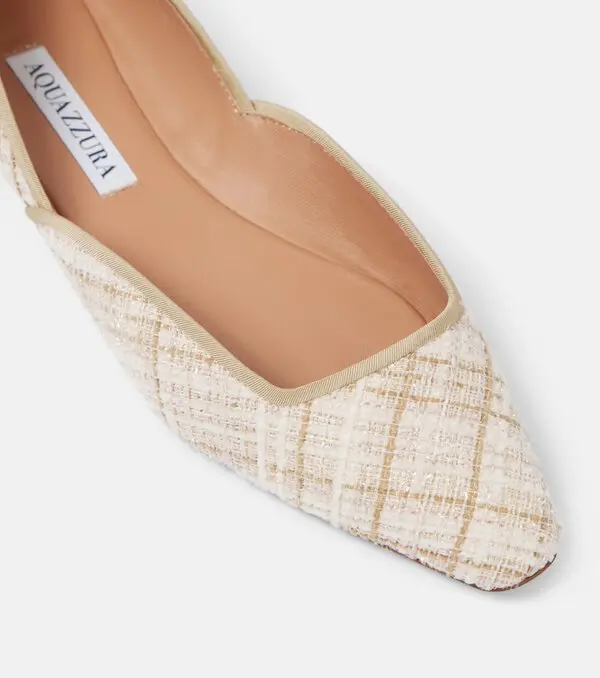 AQUAZZURA Maia Tweed Ballet Flats - Brown