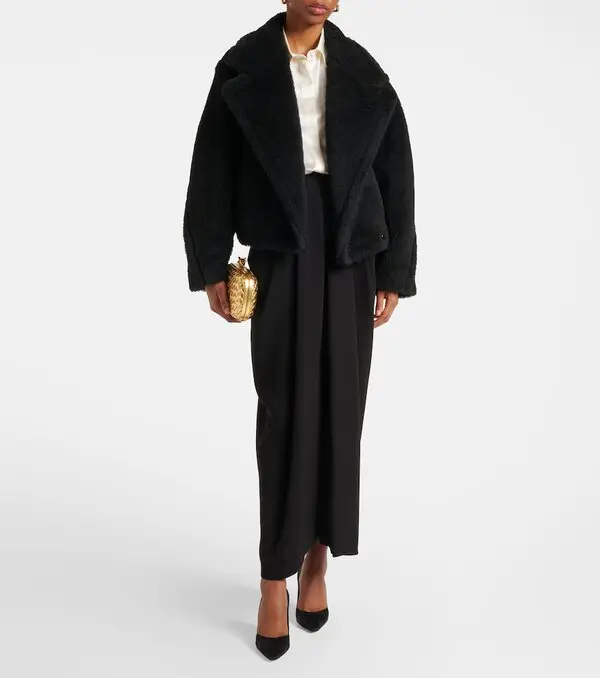 Max Mara Oggeri Alpaca, Wool, And Silk Teddy Coat - Black