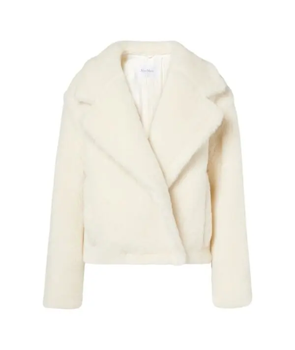 Max Mara Oggeri Alpaca, Wool, And Silk Teddy Coat - White