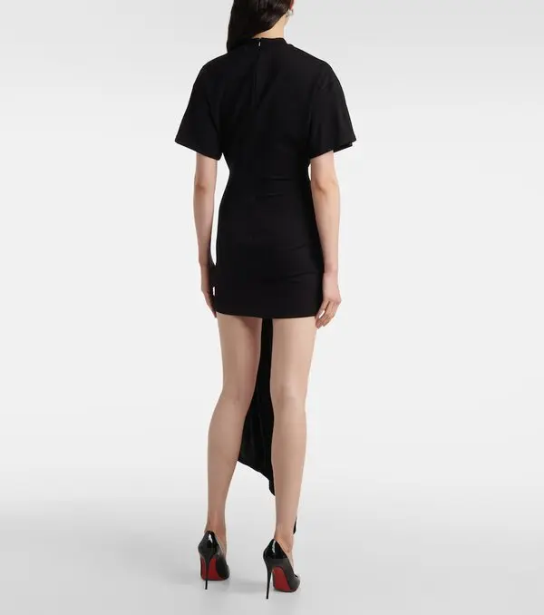 David Koma Embellished Draped Jersey Mini Dress