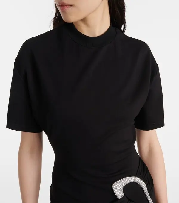 David Koma Embellished Draped Jersey Mini Dress
