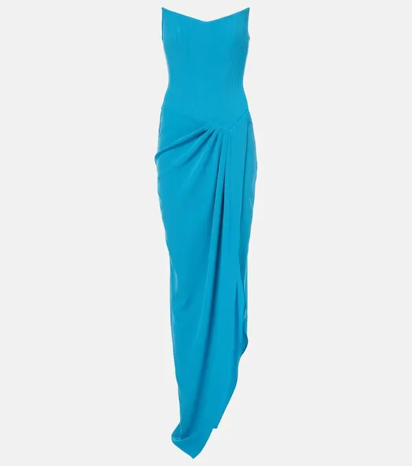 Alex Perry Draped Crêpe Corset Gown - Blue