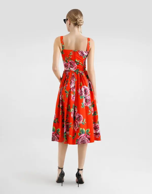 Dolce & Gabbana Cotton Poplin Rose Sundress