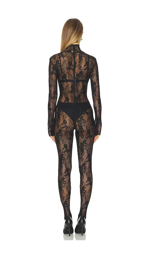 Norma Kamali Long Sleeve Turtleneck Lace Catsuit