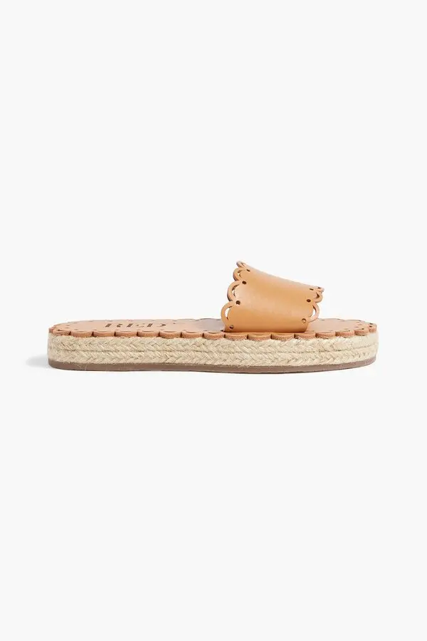 Red Valentino Lasercut Leather Espadrille Slides