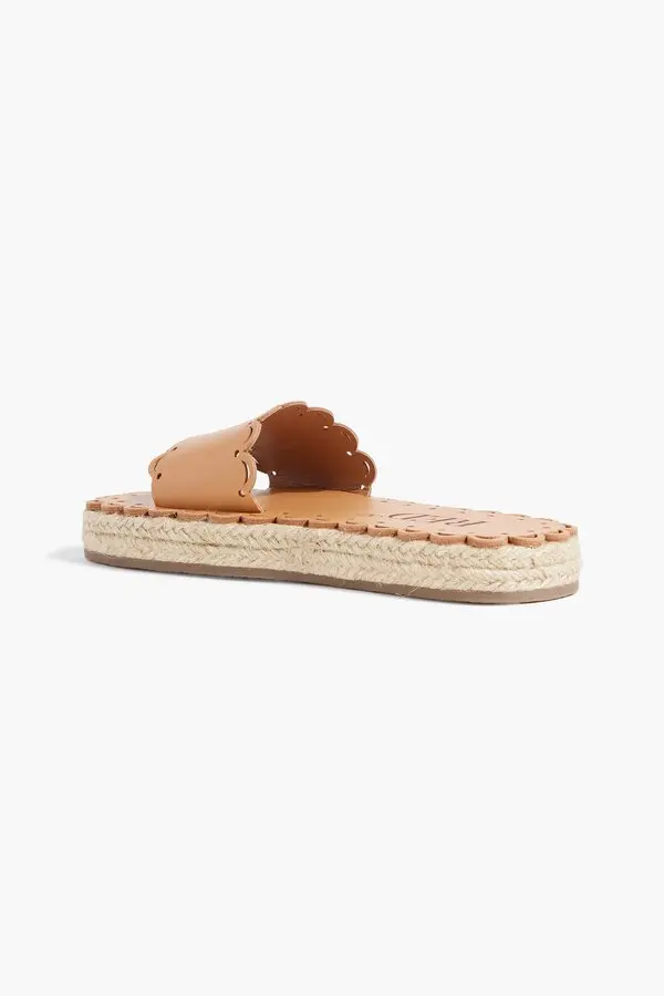 Red Valentino Lasercut Leather Espadrille Slides
