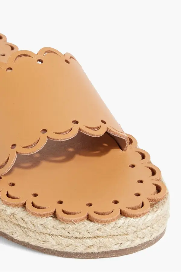 Red Valentino Lasercut Leather Espadrille Slides
