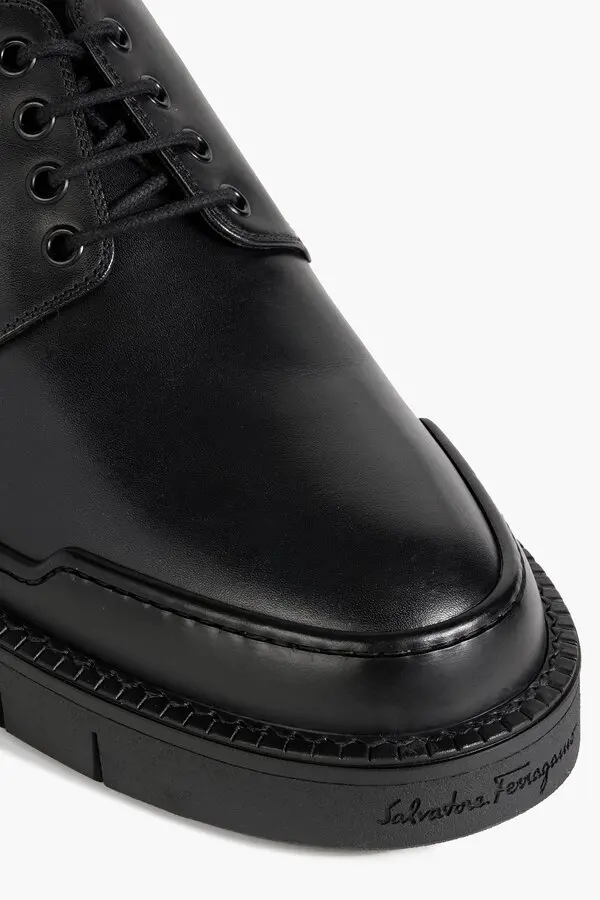 Salvatore Ferragamo Black Leather‎ Lace-Up Derby Shoes Size 8 Ferragamo Fosco Leather Derby Shoes, Size 8 EEE – On Sale  main image 3
