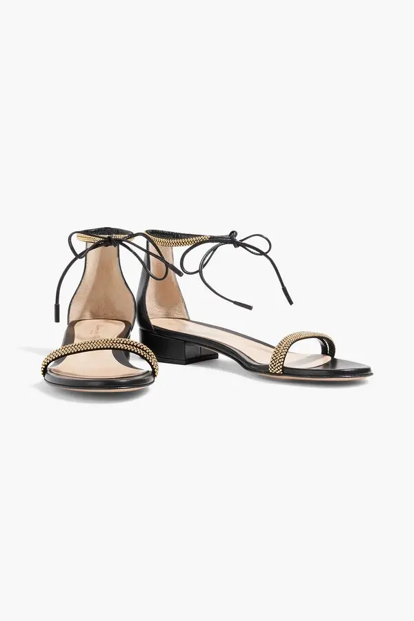 GIANVITO ROSSI Mesalina 20 Bead-embellished Leather Sandals - Black