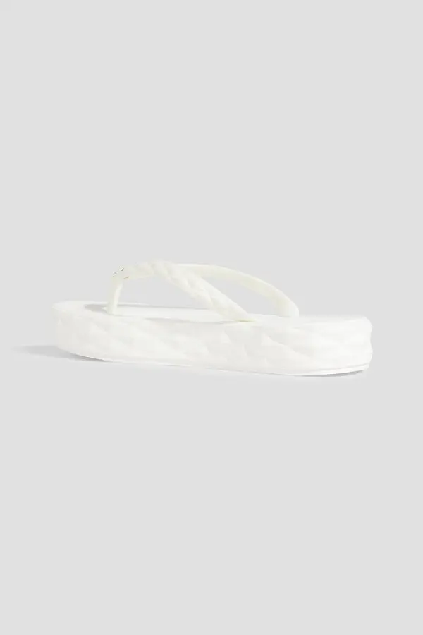 JIMMY CHOO Diamond Embossed Platform Flip Flops - White