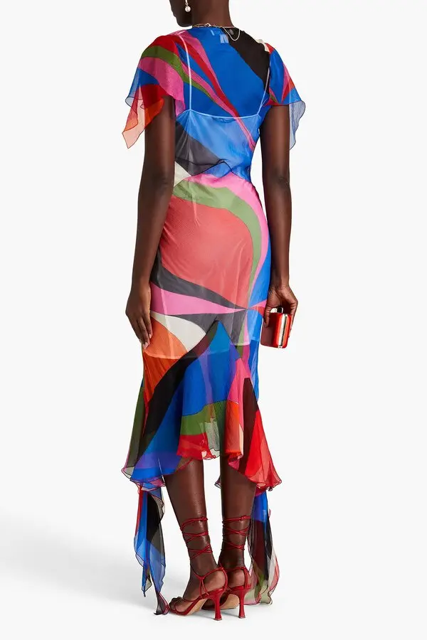 Emilio Pucci Ruffled Printed Silk-crepon Maxi Dress - Multicolor