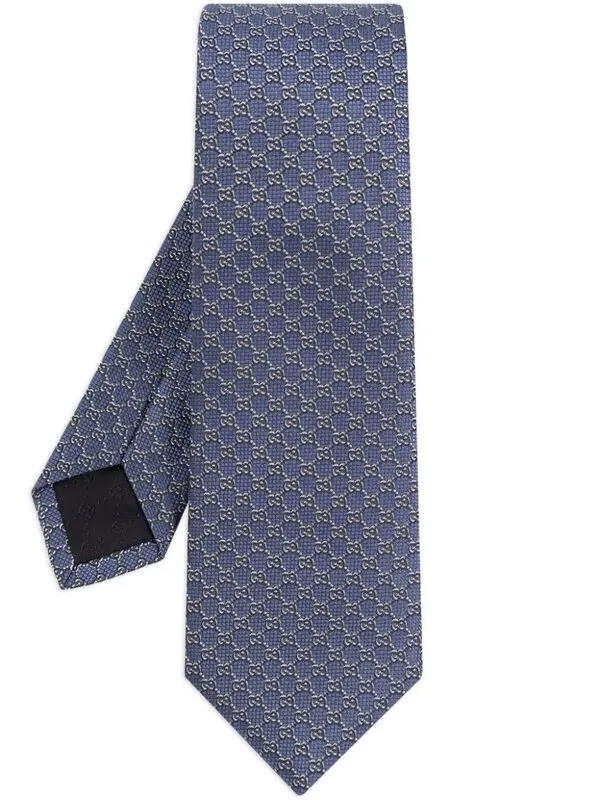 Gucci Gg Silk Neck Tie - Blue