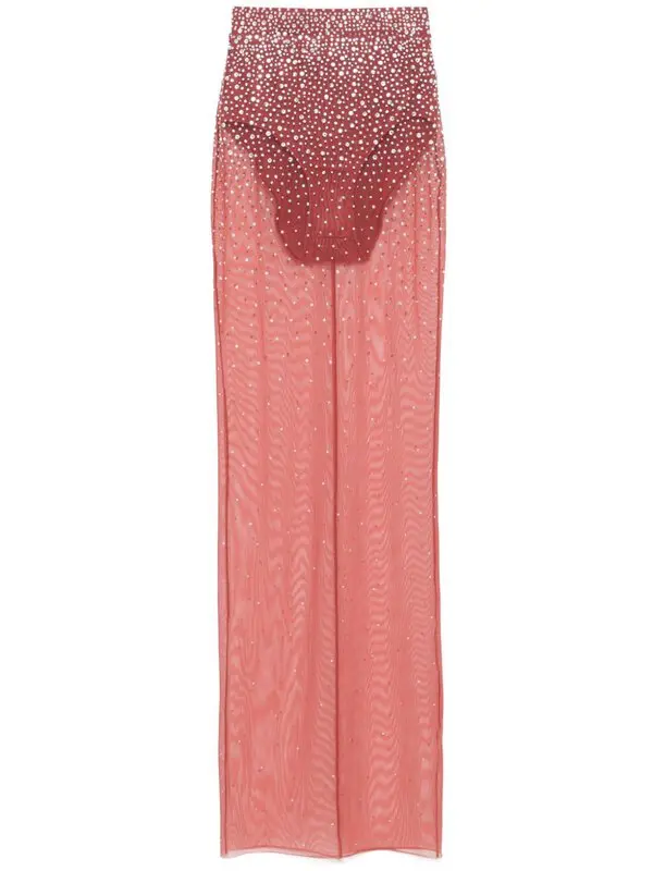 Alex Perry Crystal Mesh Maxi Skirt - Brown